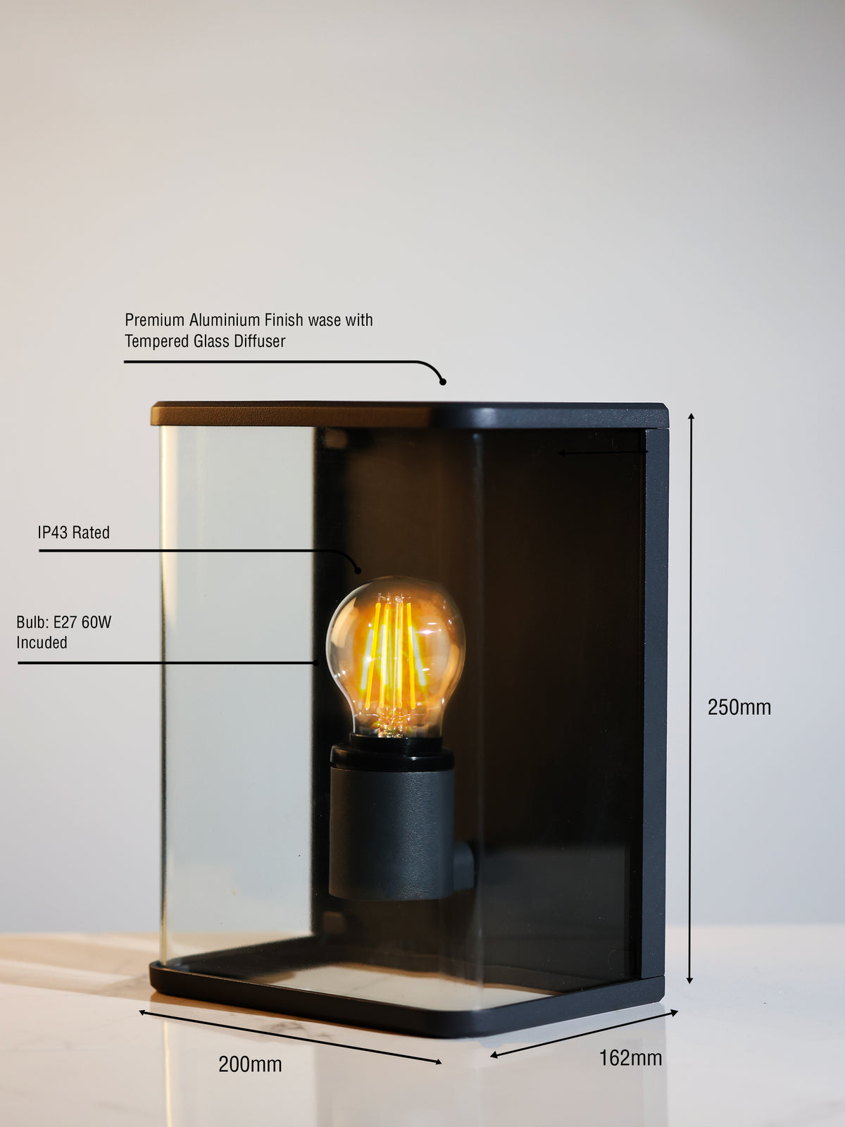 Outdoor LED Wall Light - Grove Aluminium Wall Light with Glass Diffuse ...